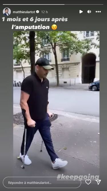 Matthieu Lartot : premiers pas avec une prothèse, après son amputation de la jambe