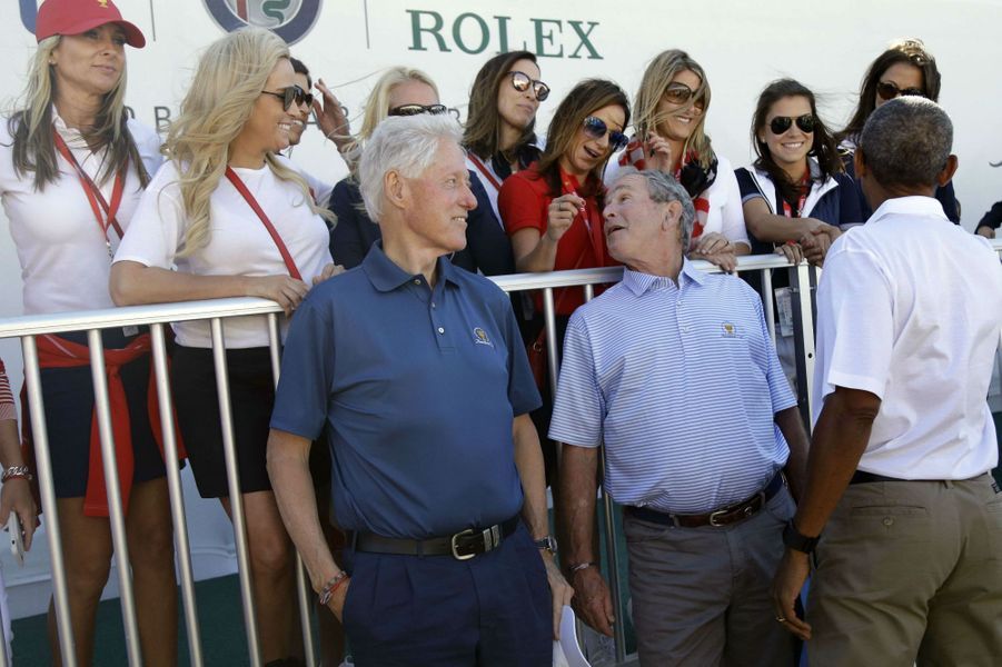 Journée au golf pour Barack Obama, Bill Clinton et George W. Bush