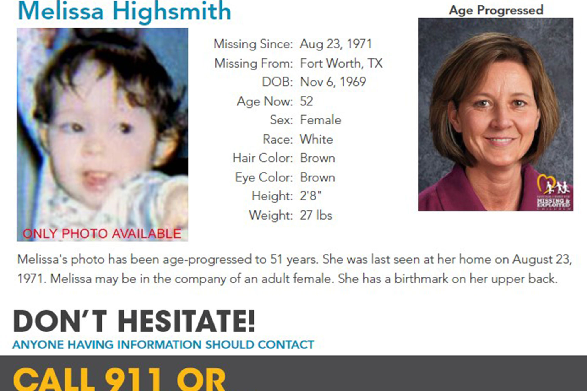 Kidnappée en 1971, Melissa Highsmith vient-elle d’être aperçue en ...